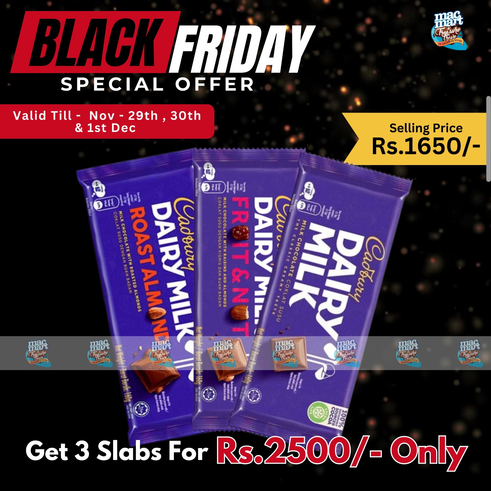 Cadbury Dairy Milk 160g – 3 slabs Black Friday Offer
